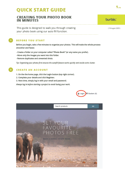 Burble - Photo Book Quick Start Guide